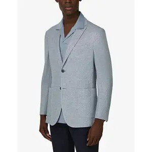 Boggi Milano Textured Single-breasted Linen And Cotton-blend Blazer