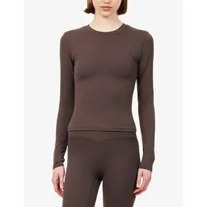 THE COUTURE CLUB Sculpting Long-sleeve Stretch-jersey Top - Chocolate
