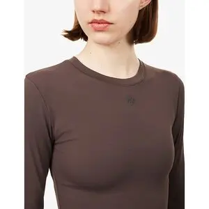 THE COUTURE CLUB Sculpting Long-sleeve Stretch-jersey Top - Chocolate