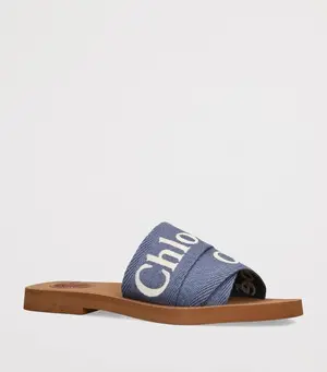 Chloé Canvas Jacquard Woody Sandals - Blue
