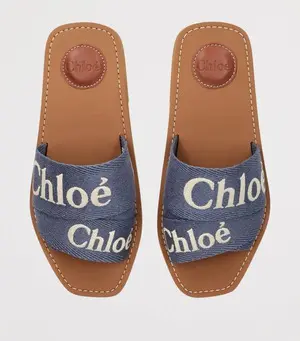 Chloé Canvas Jacquard Woody Sandals - Blue