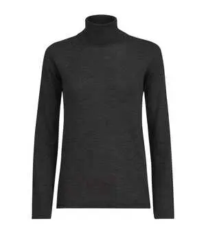 Brunello Cucinelli Cashmere Silk Rollneck Sweater - Black