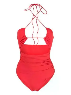 Magda Butrym Criss-cross Halterneck Swimsuit - Red