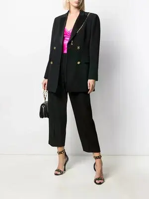 Versace Chain Detail Double Breasted Blazer - Black