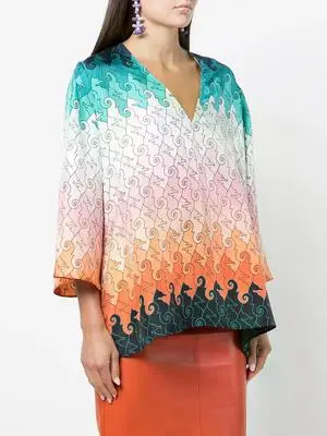 MARY KATRANTZOU Seahorse Print Silk Blouse