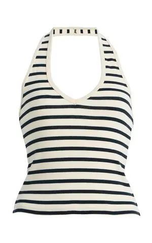 NILI LOTAN Britt Cotton Halter Top - Stripe