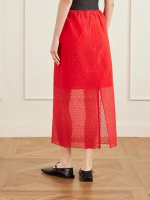 Cecilie Bahnsen Embroidered Tulle Midi Skirt