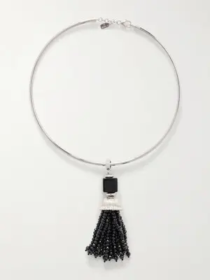 Le Sundial Nocturne Silver, Spinel And Onyx Choker - Black