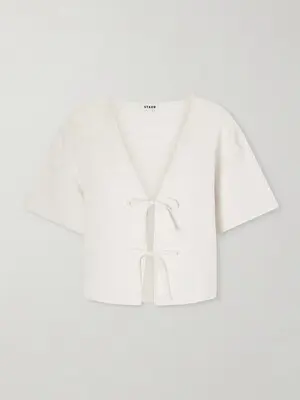 Staud Ava Linen Blouse - Neutrals