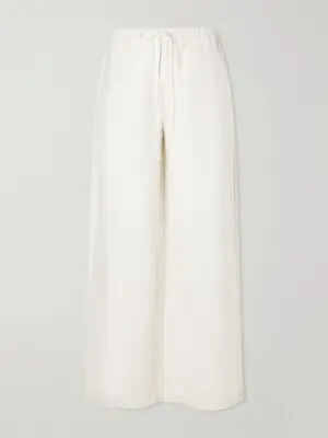 Staud Mateo Linen Mid-rise Wide-leg Trousers - Neutrals