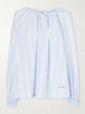 Marni Striped Cotton-poplin Shirt - Blue