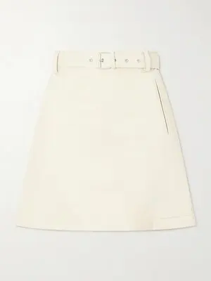 Marni Belted Leather Mini Skirt - Neutrals