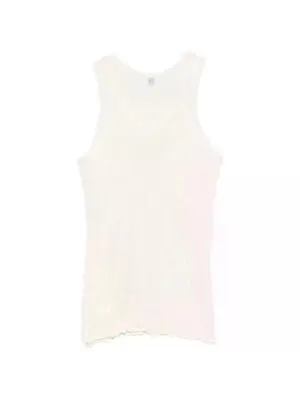 TOTEME Crinkled-texture Sleeveless Top - Neutrals