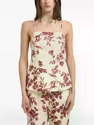SEMICOUTURE Sleeveless Floral Print Top - Neutrals