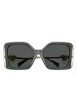 Versace Embellished Square-frame Sunglasses - Black