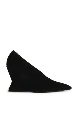 Balmain Suede Wedge Pumps - Black