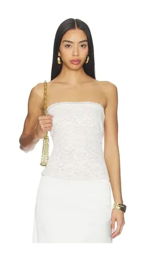 RUNAWAY THE LABEL Loana Lace Trim Strapless Top