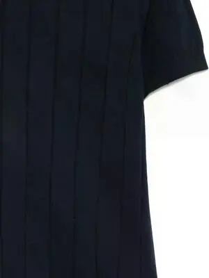 DIKTAT Ribbed Knit Crew Neck Short Sleeve Sweater - Blue