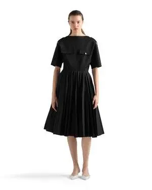 Prada Gabardine Fit & Flare Dress With Boat Neck