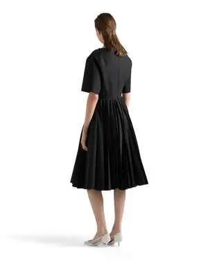 Prada Gabardine Fit & Flare Dress With Boat Neck