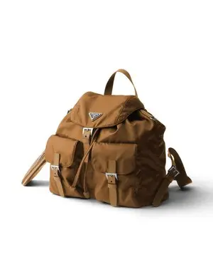 Prada Medium Re-nylon Backpack With Saffiano Leather Details - Brandy