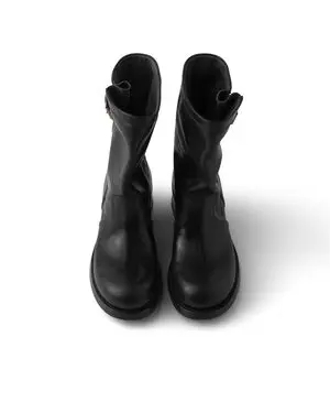 Prada Buckled Leather Mid-calf Boots