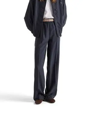 Prada Washed Silk Wide-leg Trousers - Navy