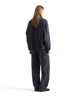 Prada Washed Silk Wide-leg Trousers - Navy