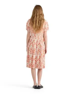 Prada Printed Pleated Pongé Shirtdress - Copper