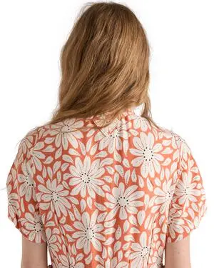 Prada Printed Pleated Pongé Shirtdress - Copper
