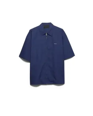 Prada Short-sleeved Technical Cotton Shirt - Bluette
