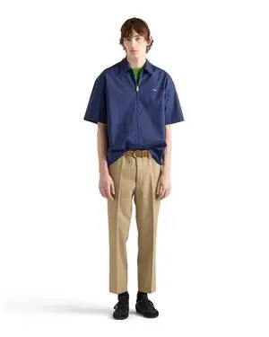 Prada Short-sleeved Technical Cotton Shirt - Bluette