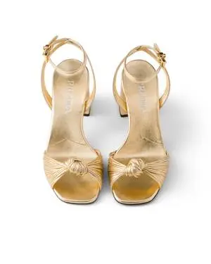 Prada Mordoré Nappa Leather Sandals With Buckled Ankle Strap - Platinum