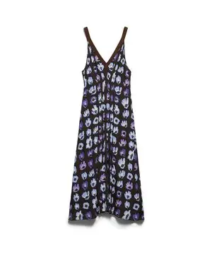 Prada Floral Print Marocain V-neck Sleeveless Dress - Violet
