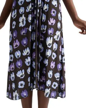 Prada Floral Print Marocain V-neck Sleeveless Dress - Violet