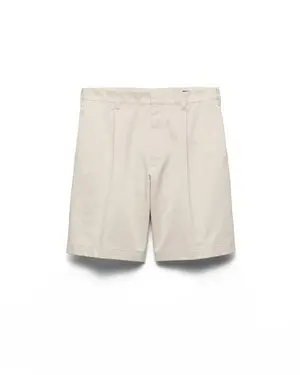 Prada Cotton Bermuda Shorts With Distressed Finish - Limestone