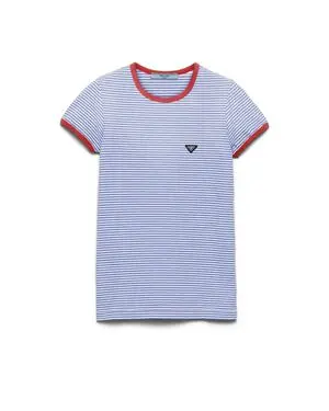 Prada Striped Jersey T-shirt - Periwinkle/red