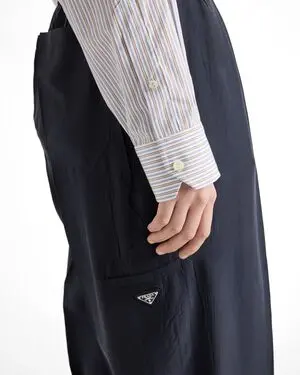 Prada Striped Poplin Shirt With Embroidered Logo