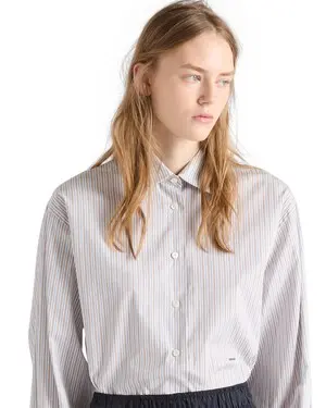 Prada Striped Poplin Shirt With Embroidered Logo