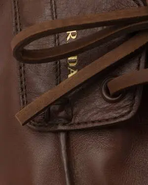 Prada Shuffle Antiqued Leather Boat Shoes - Cognac