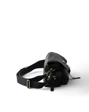 Prada Medium Nappa Leather Shoulder Bag With Flap - Black