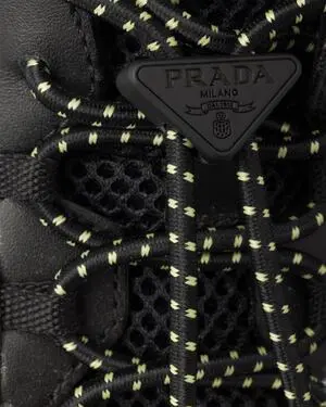 Prada Speedrock Leather And Mesh Fabric Sneakers - Black