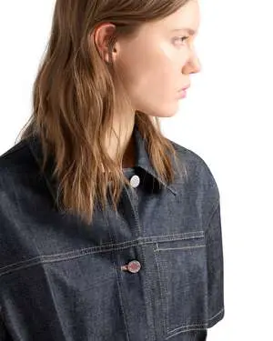Prada Belted Denim Shirt Dress - Navy