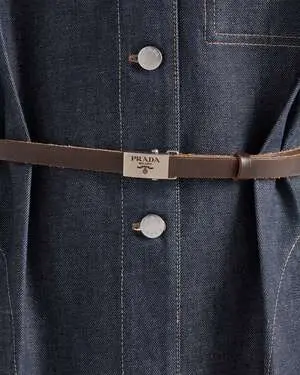 Prada Belted Denim Shirt Dress - Navy