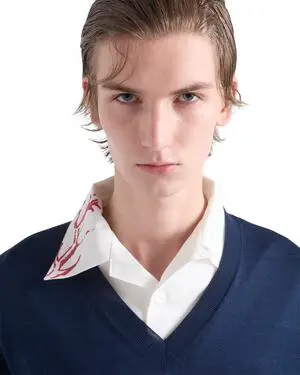 Prada Printed Cotton Bowling Shirt - Red