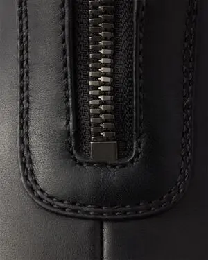 Prada Leather Zipper Booties - Black