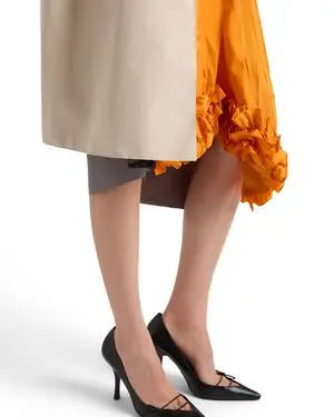 Prada Technical Taffeta Patchwork Skirt With Grosgrain Belt