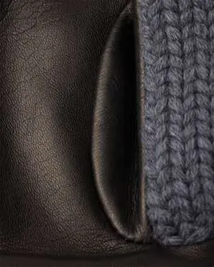Prada Wool And Nappa Leather Gloves - Slate Gray