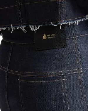 Prada Denim Pencil Skirt With Side Zipper - Navy