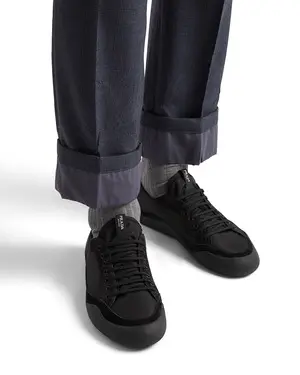 Prada Speedrock Re-nylon And Suede Lace-up Sneakers - Black